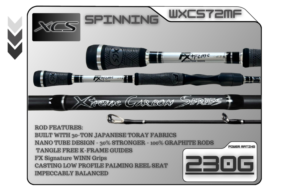 WXCS72MF (230g) 7'2" Medium Fast Spinning – Fish Xtreme Rods